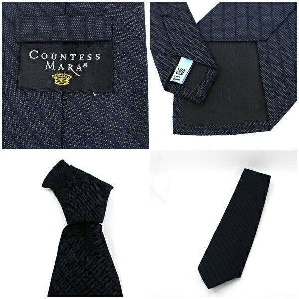 Authentic COUNTESS MARA 100% Silk Necktie Plaid Pattern Men's Tie Black ...