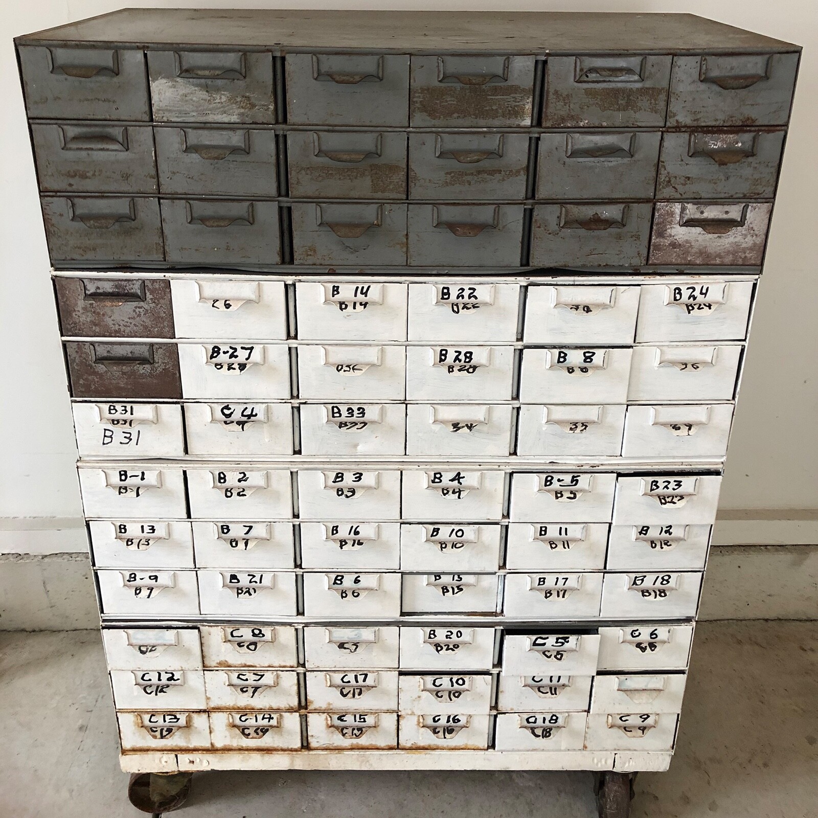 Vintage 72 Drawer Steel Industrial Metal Storage Cabinets by Lyon B for ...