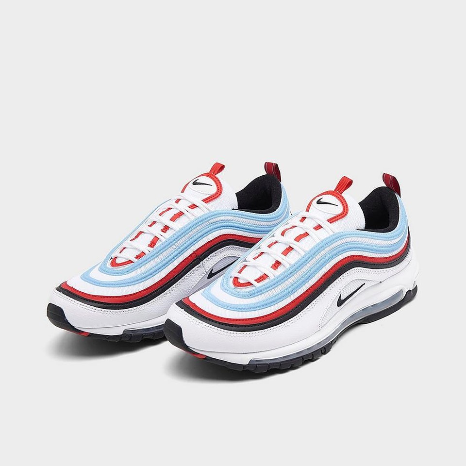 Nike Men's Air Max 97 White/Red/Blue UNC Classic Retro Running Shoes ...