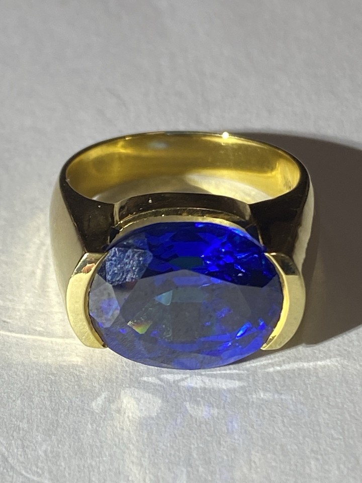 Heavy 18K Large Blue Stone Ring - Fine Quality | eBay