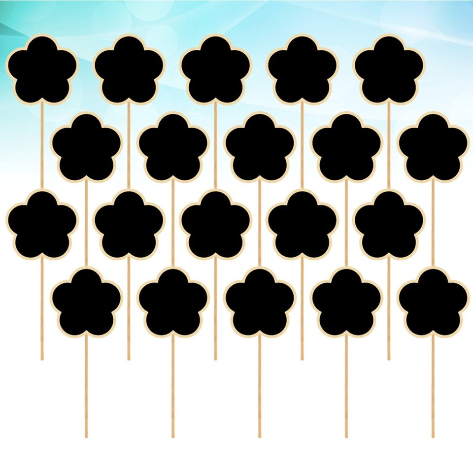 20pcs Flower Shaped Wooden Mini Blackboard Toppers Message Board ...