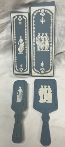 Vintage AVON AVONSHIRE Blue Mirror and Hair Brush Vanity Set | eBay