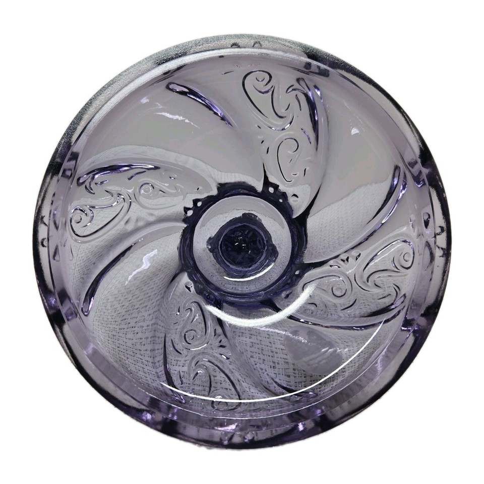 Vintage Fenton Art Glass Purple Paisley Swirl Candy Dish w/Lid &Sticker ...