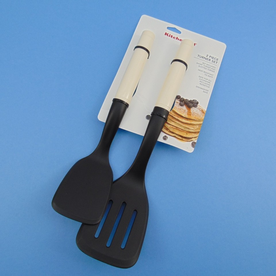 KitchenAid Short Spatula Slotted Turner Cooking Set Cream White ...