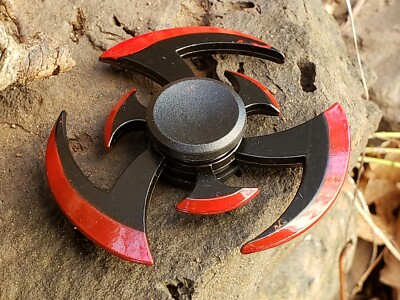 Black Red Fidget Spinner Toy Metal Boys Girls Kids Adults ADHD Focus ...