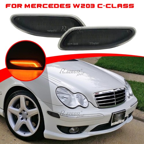 For Mercedes W203 C Class 01-07 LED Lights Front Bumper Side Marker ...