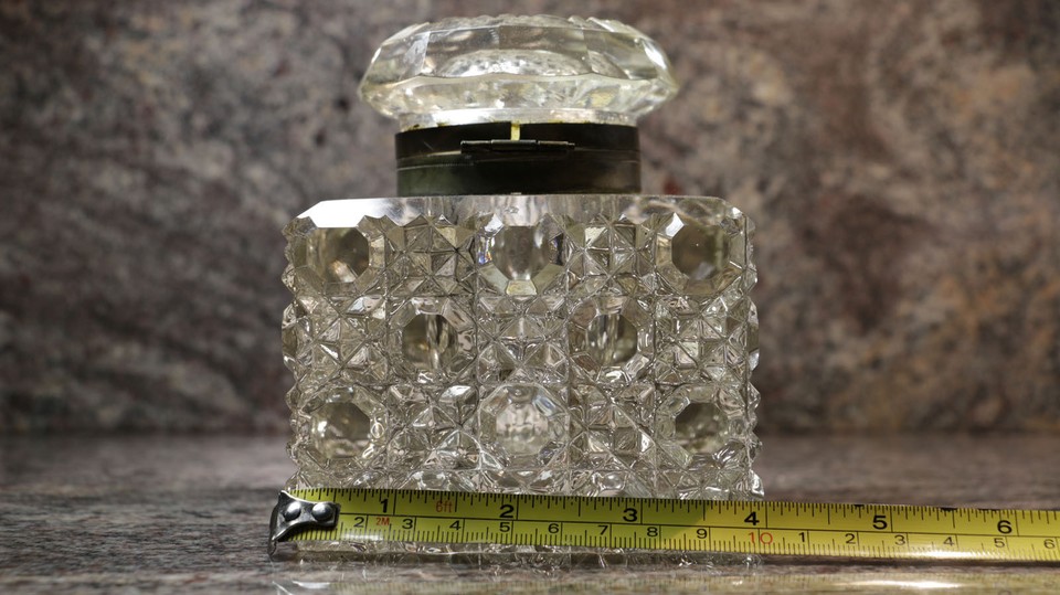 Vintage Massive Cut Crystal Inkwell Inkpot | eBay