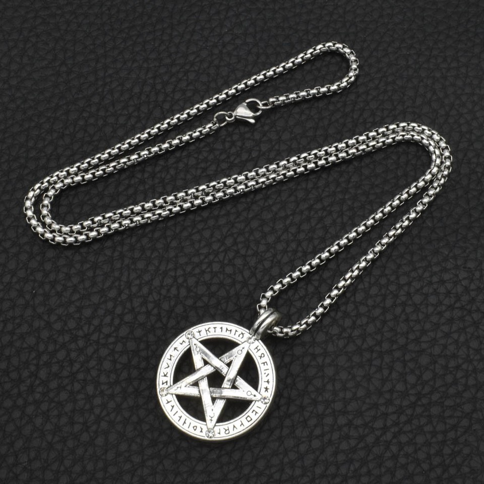 Pagan Wiccan Pentacle Pentagram Star Pendant Necklace 24" Stainless ...