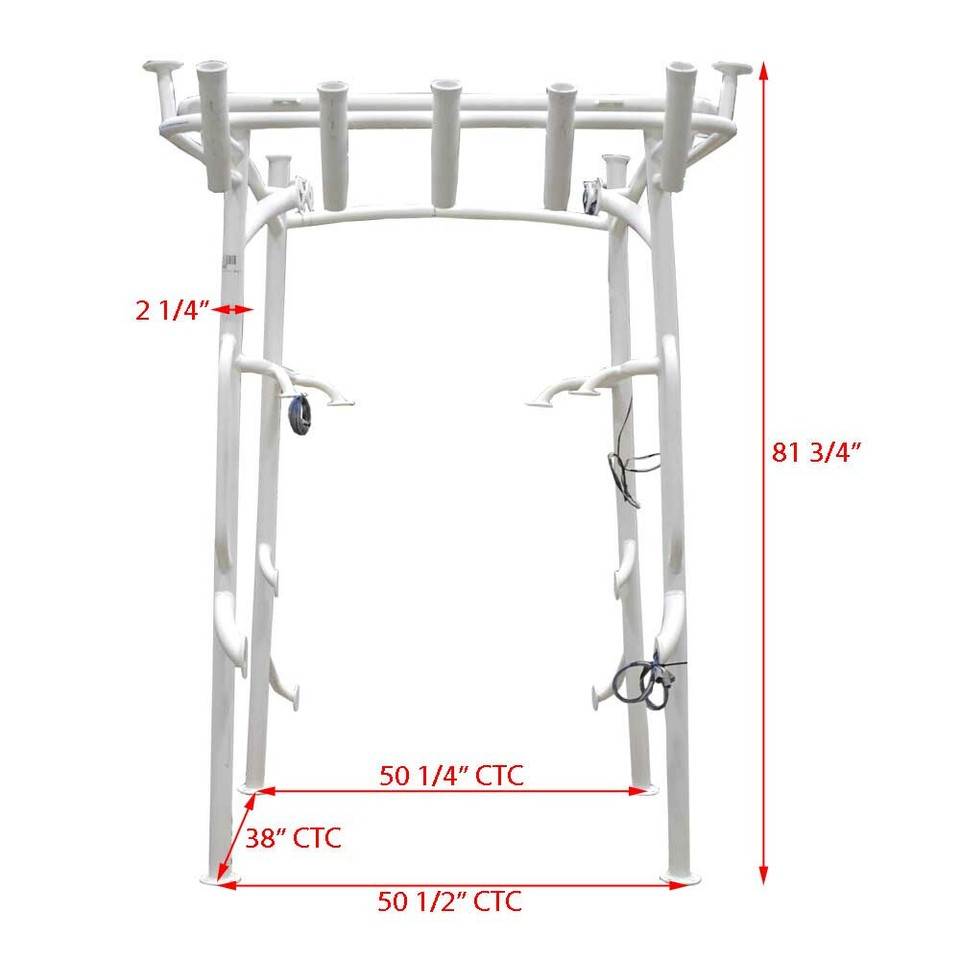 Mako Boat T-Top Tower Frame 338990 | w/ 5-Tube Holder White | eBay
