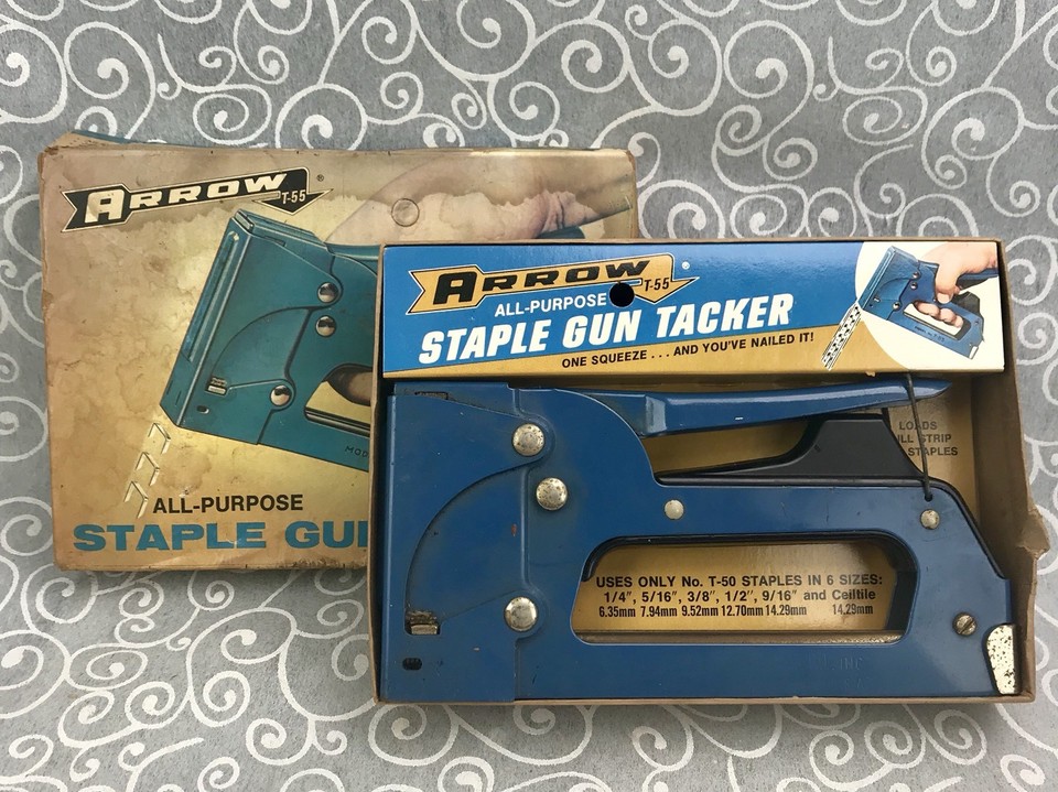 Blue ARROW T55 Staple Gun Tacker Wire & Cable Stapler Vintage Tool All ...