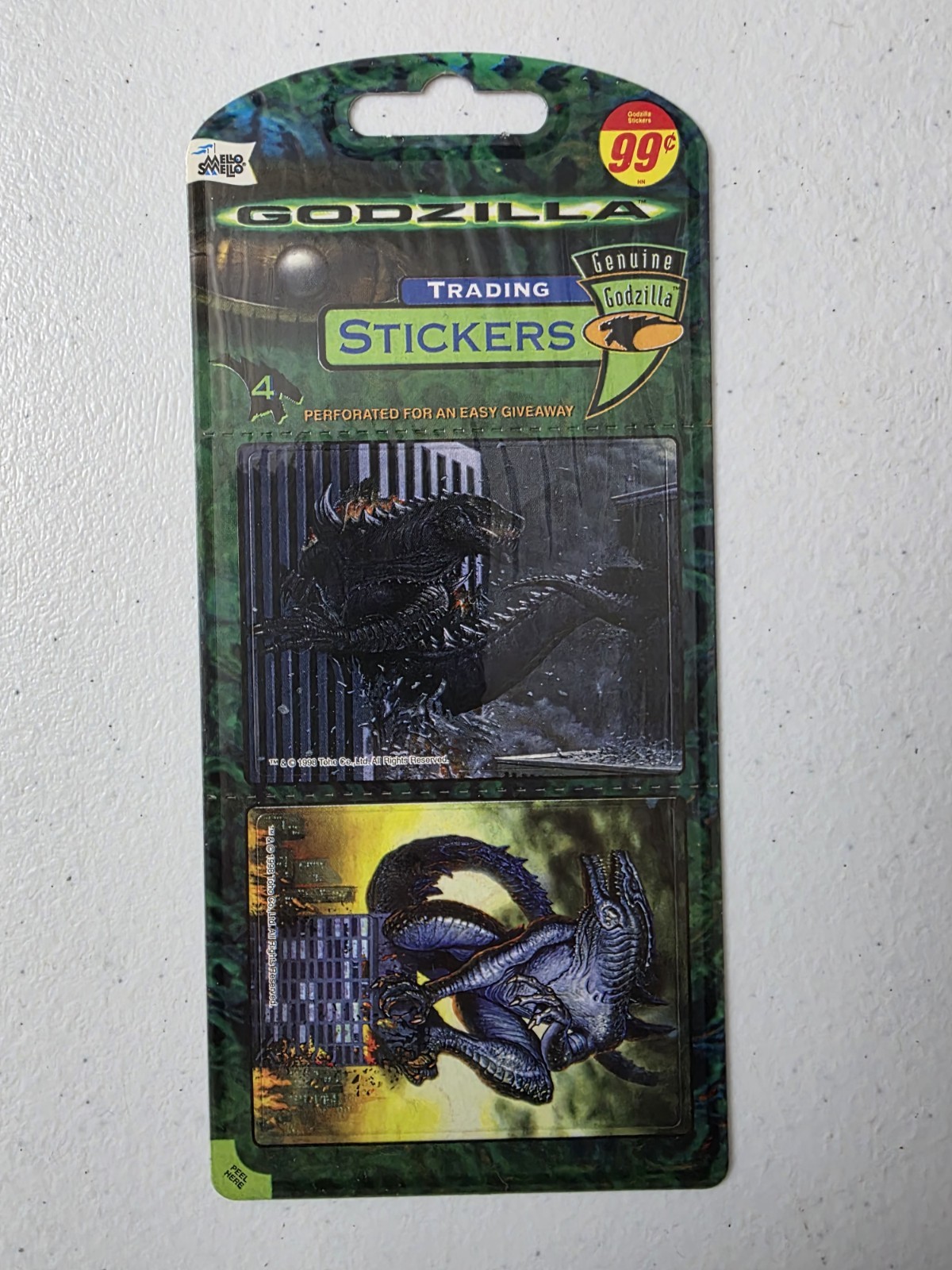 Godzilla Trading Stickers Set of 4 Vintage 1998 Mello Smello New Sealed ...