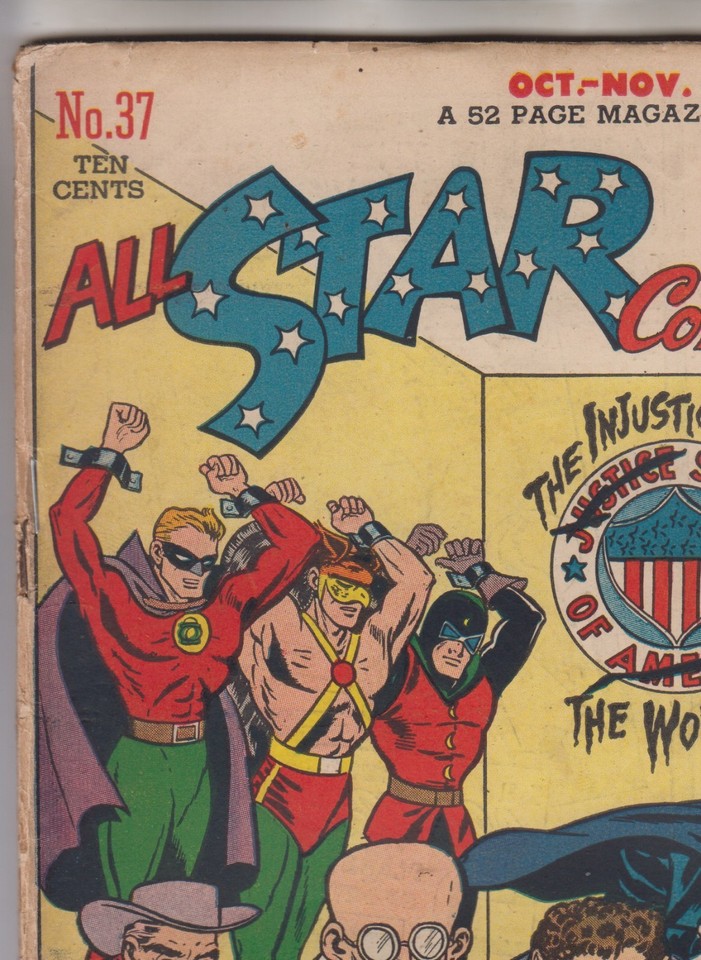 ALL STAR COMICS # 37 VG 4.0 KEY 1ST INJUSTICE SOCIETY & ORIGIN CENTS ...