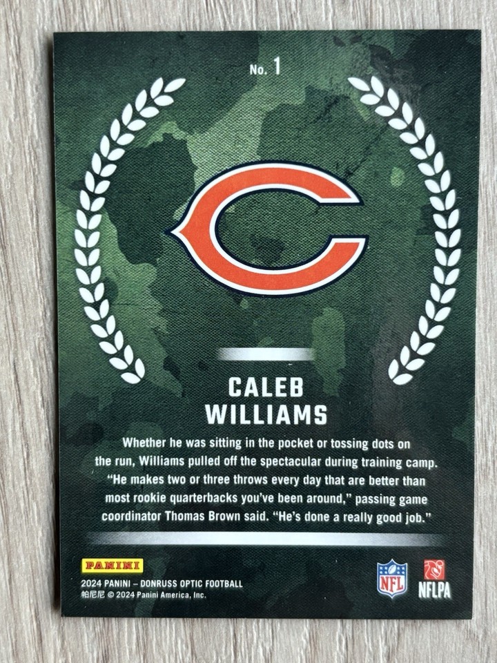 2024 Donruss Optic Caleb Williams Rookie Recruits #1 Chicago Bears RC ...