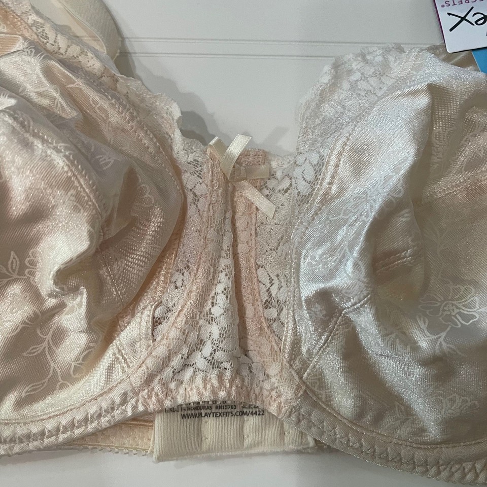 Playtex Women's Secrets Signature Floral Underwire Bra 4422 38C Natural ...