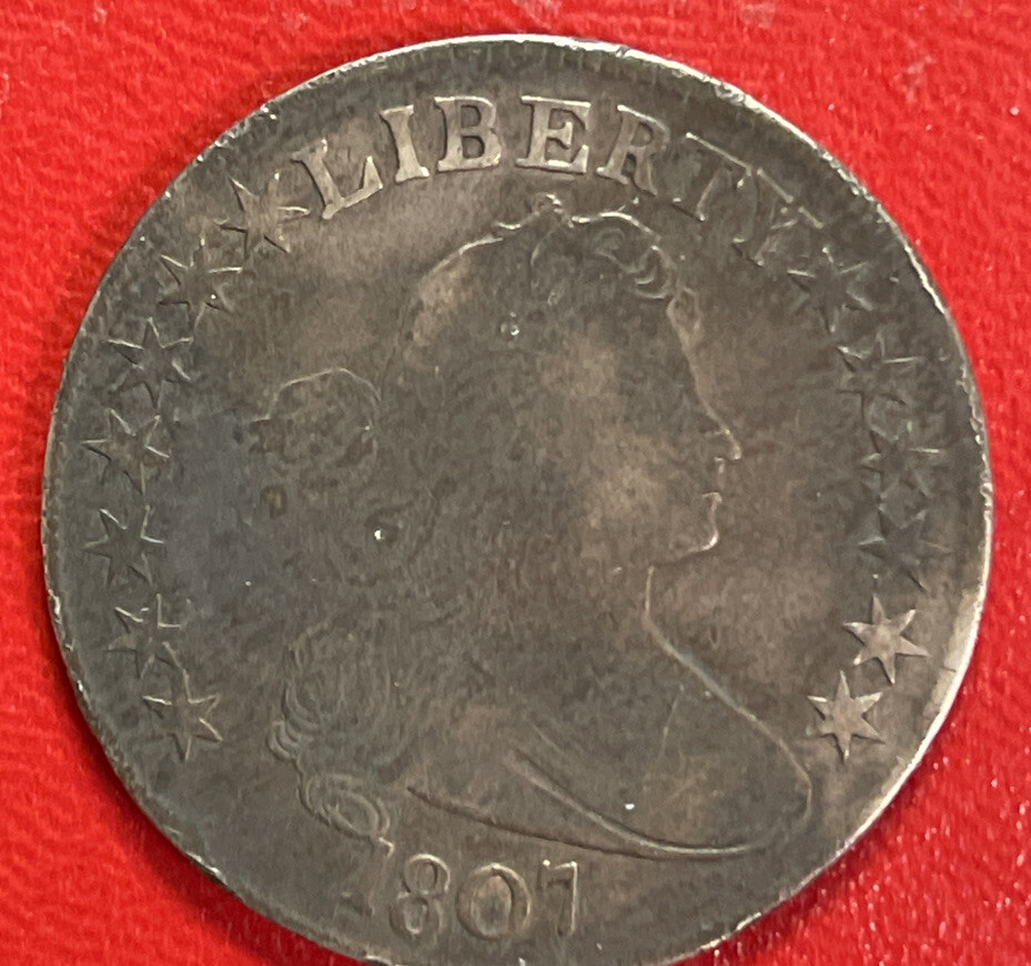 1807 Draped Bust Silver Half Dollar 50C Coin. (VF) Very Fine Cond. ENN ...