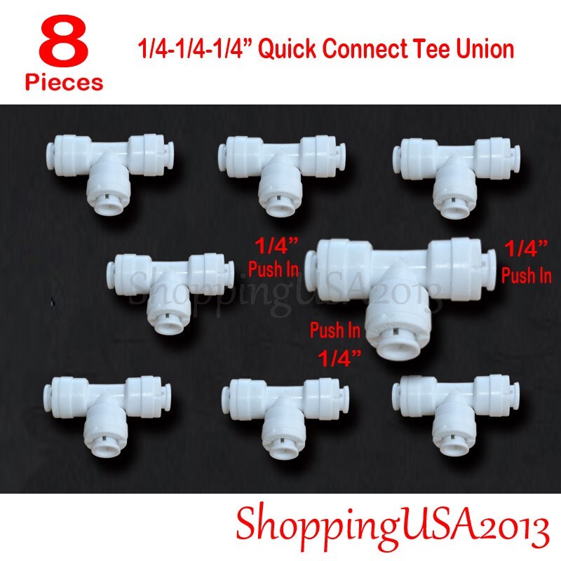 8 Pcs Quick Connect Tee Union Fitting 1/4" Push In Connector Water ...