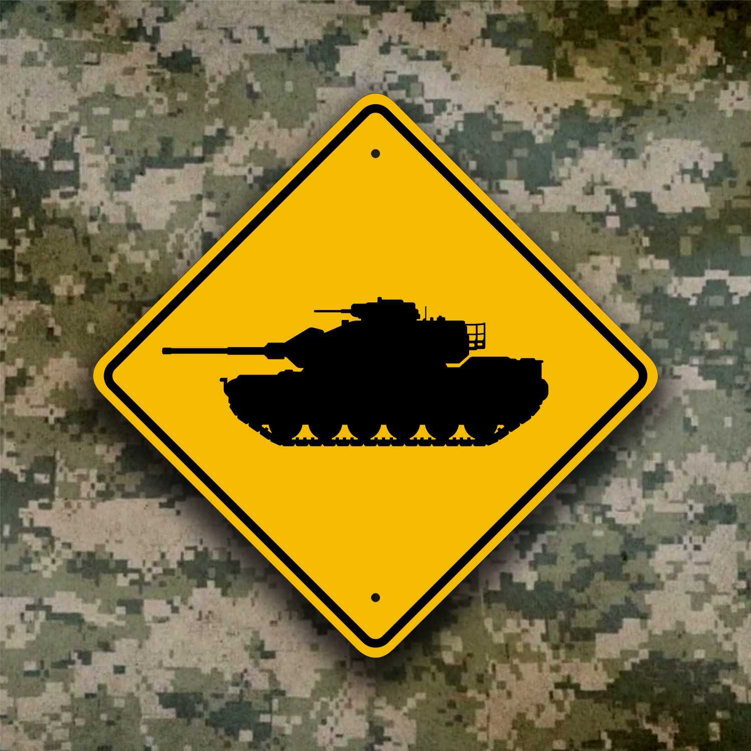 Tank Crossing Sign / Mobile Artillery - Military Ordnance - Field ...