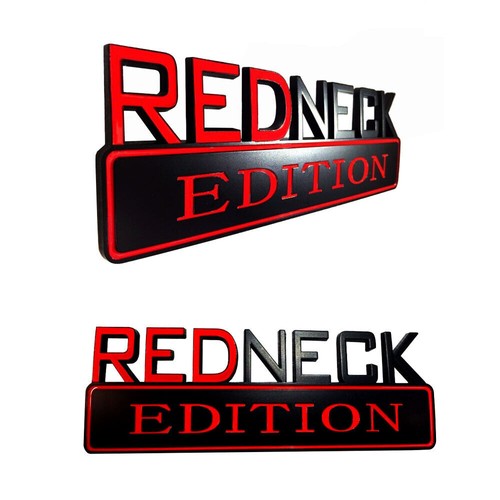 2pcs Big REDNECK EDITION CAR EMBLEM Badges 3D Sticker Decal Black Red ...