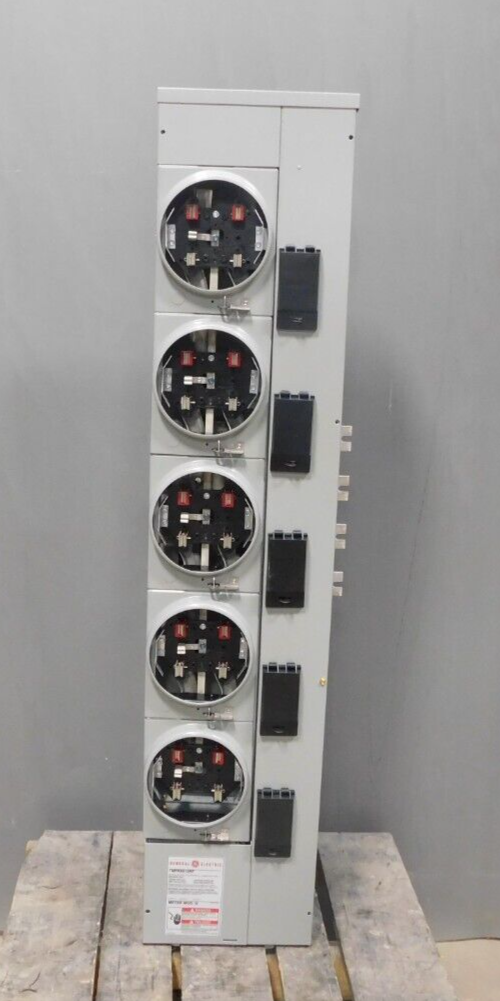 GE 5-Gang Meter Stack MEG 800A / 125 Amp 3ph/1ph Ringless Socket 5-Jaw ...