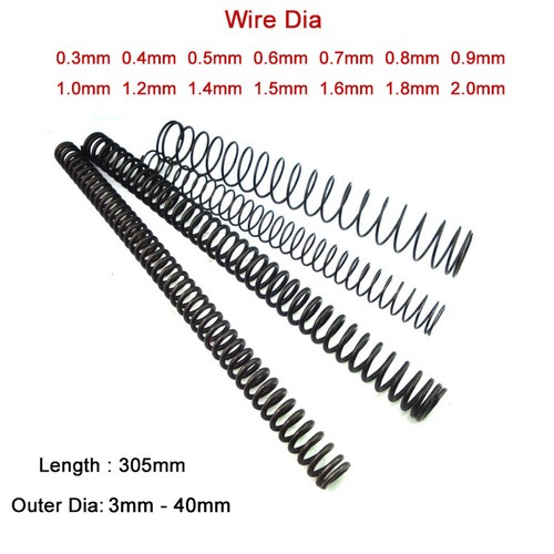 Compression Spring Long 305mm Black Steel Small Springs Wire Diameter 0 ...