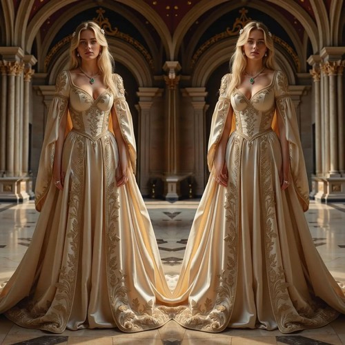 Medieval Vintage Prom Dress Champagne V-Neck Bust Lace Tulle Long ...