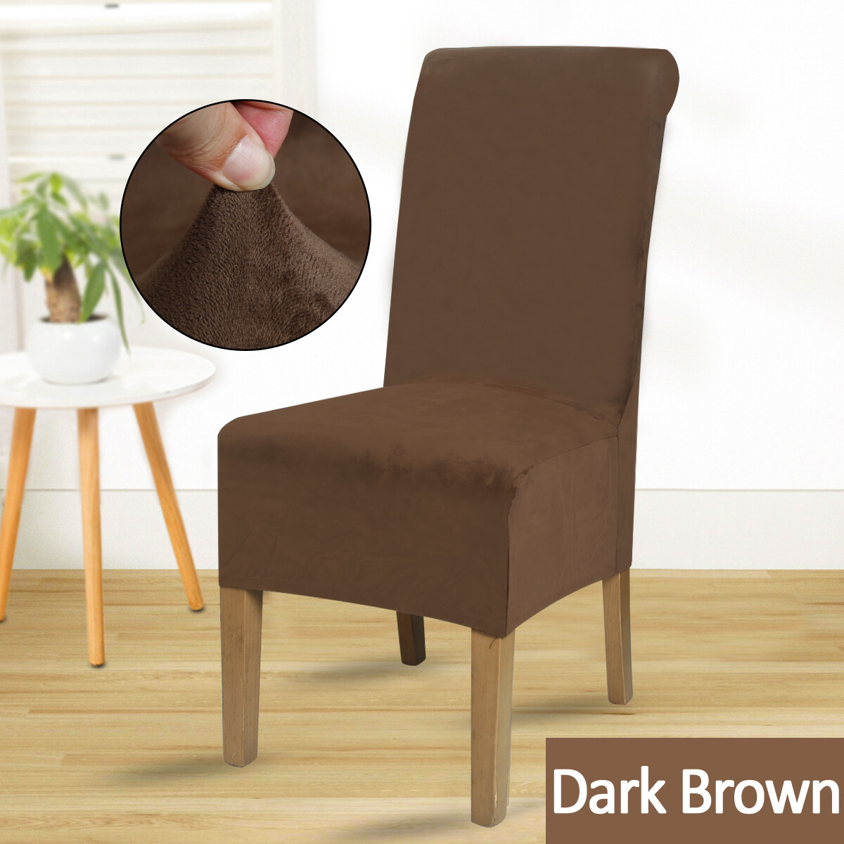 New 1/4/6pcs Extra Large High Back Velvet Stretch Dining Chair Cover ...