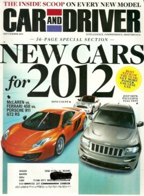 CAR & DRIVER 2011 SEPT - NEW CAR ISSUE, SRT8 JEEP, 458 vs MP4-12C vs ...