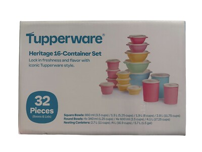 TUPPERWARE 32pc Pastel Heritage 16-Food Storage Containers SET Retro ...