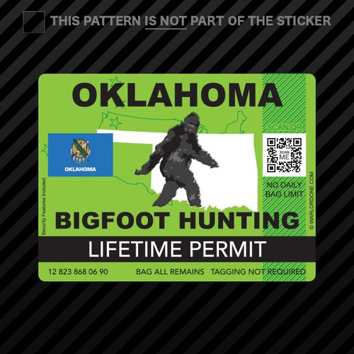 Oklahoma Bigfoot Hunting Permit Sticker Self Adhesive Vinyl Sasquatch ...