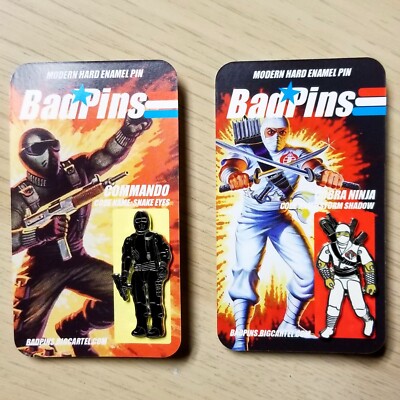 Bad Pins G.I. Joe Snake Eyes & Storm Shadow Set Retro Card Enamel Ninja ...