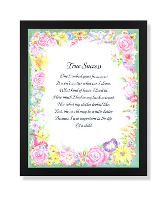 Motivational True Success Poem Wall Picture Black Framed Art Print | eBay