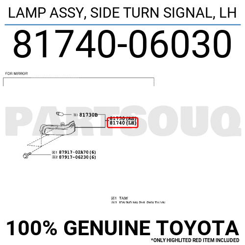 8174006030 Genuine Toyota LAMP ASSY, SIDE TURN SIGNAL, LH 81740-06030 ...