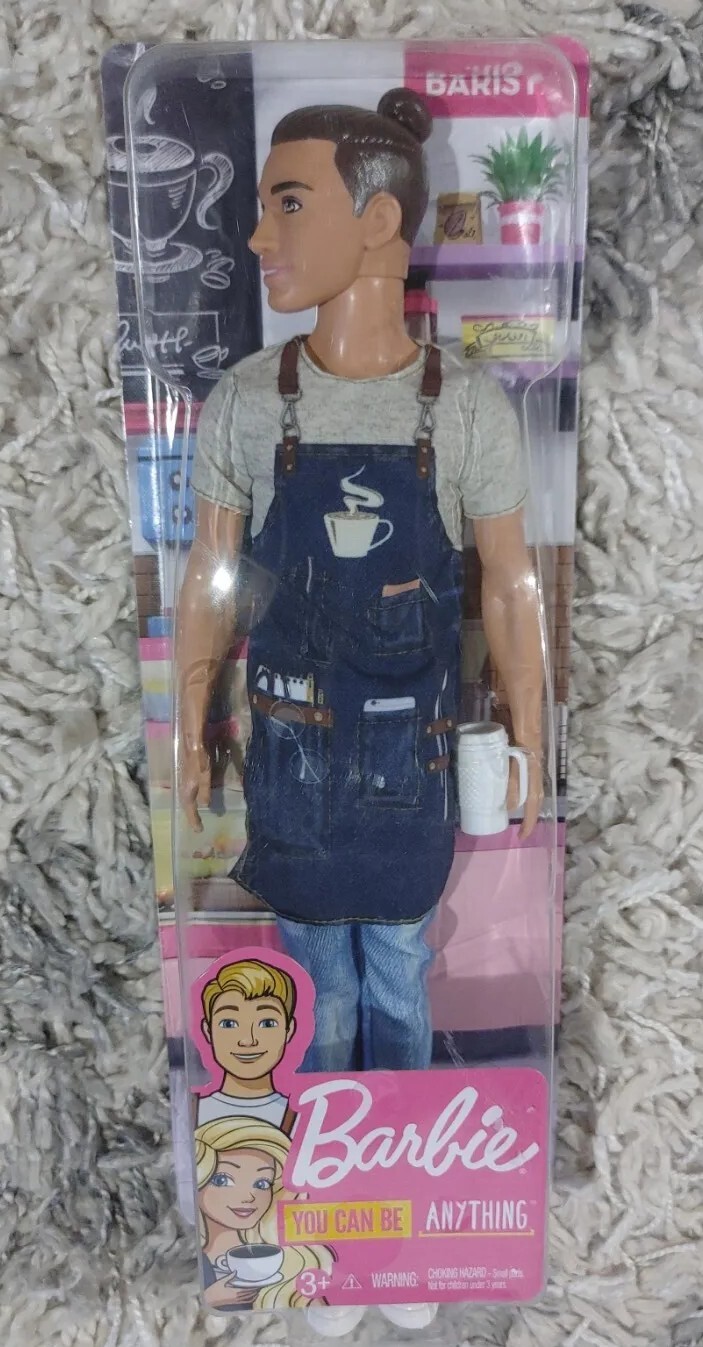 NIP Ken Barbie Barista Career Man Bun Hipster Doll 2018 887961696912| eBay