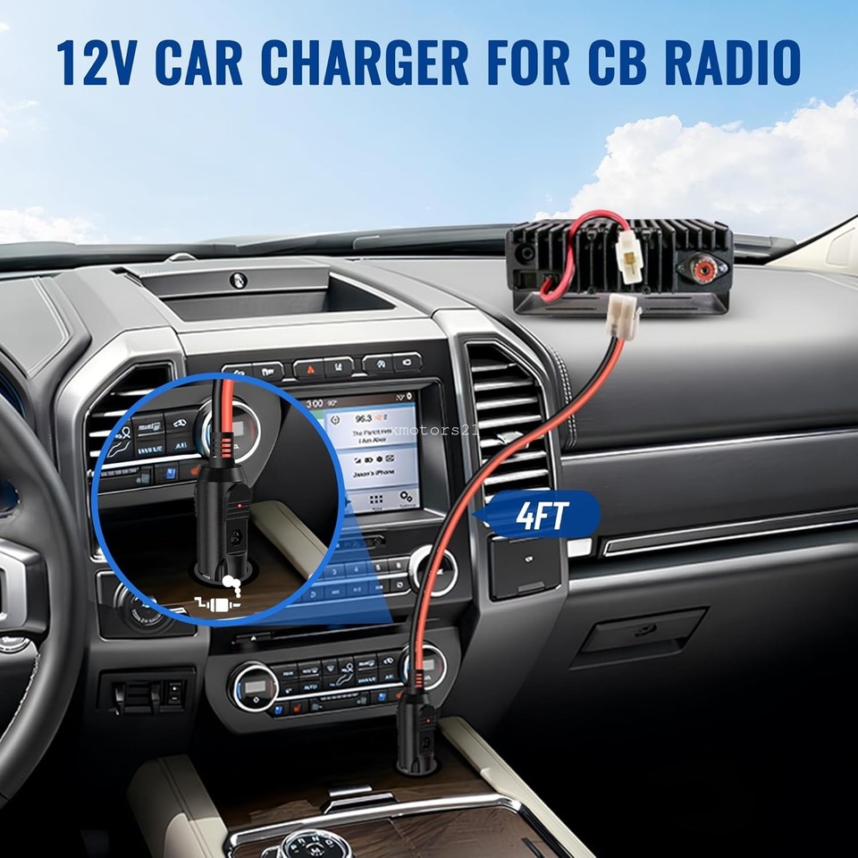 Car Charger &T-Shape Power Cable for Yaesu FT-7800R 7900R 2600 2980 CB ...