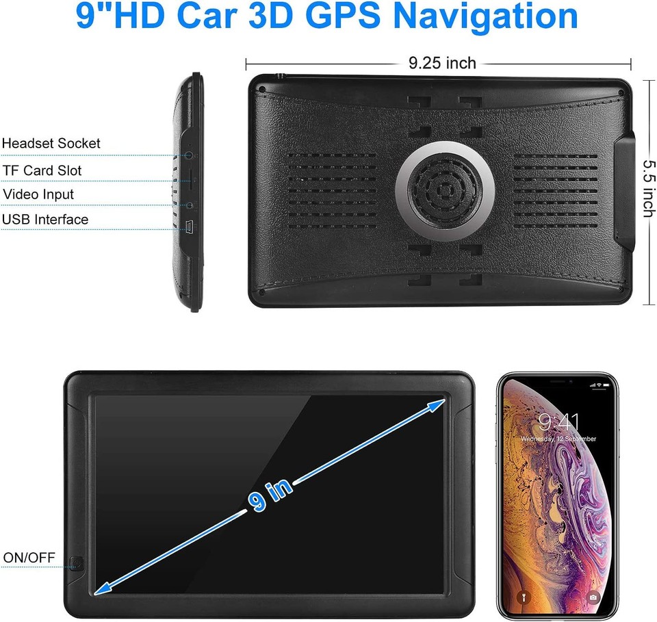 9 INCH CAR GPS Navigation Navigator 8GB 256MB Portable Truck free USA ...