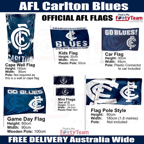FLAGS - AFL Carlton Blues - Game Day, Cape Wall, Car, Kids, Mini, Flag ...