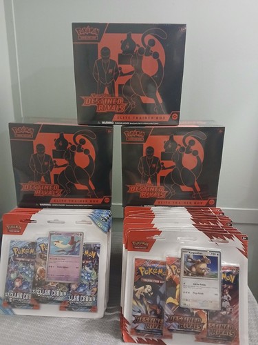 Destined Rivals Sealed Lot, 1 ETB, 4 3 Pack Blisters, 1 Stellar Crown ...