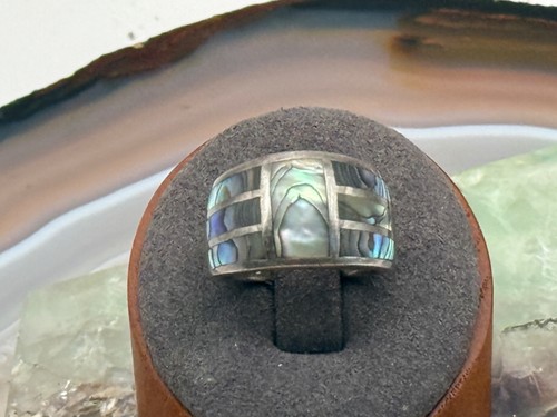Vintage Mexican Sterling Silver Mother of Pearl inlay Ring sz 7.25 ...