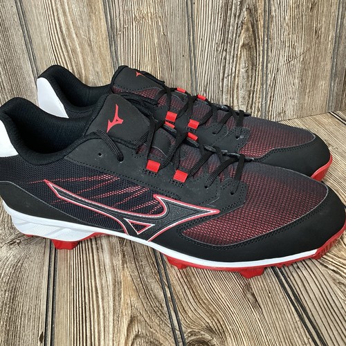 Mizuno Spike Dominant 2 Baseball Athlete Cleats Black Red White Mens ...