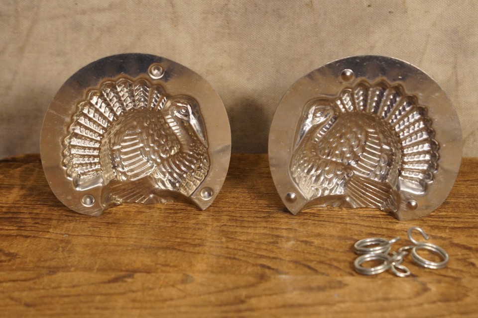 Vingage Metal Thanksgiving Turkey Chocolate Candy Mold & Holder Clamps ...