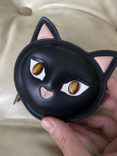 Kate Spade Small Coin Purse Cats The Musical Black Pink Leather Cat ...