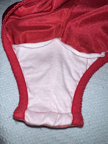 Vintage RED Second Skin SATIN Teddy BODYSUIT HI-CUT WET LOOK Size 32 ...