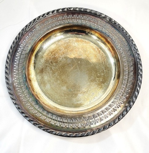 Spring Flowers Silverplate Round Tray Platter Serving Holiday Party ...