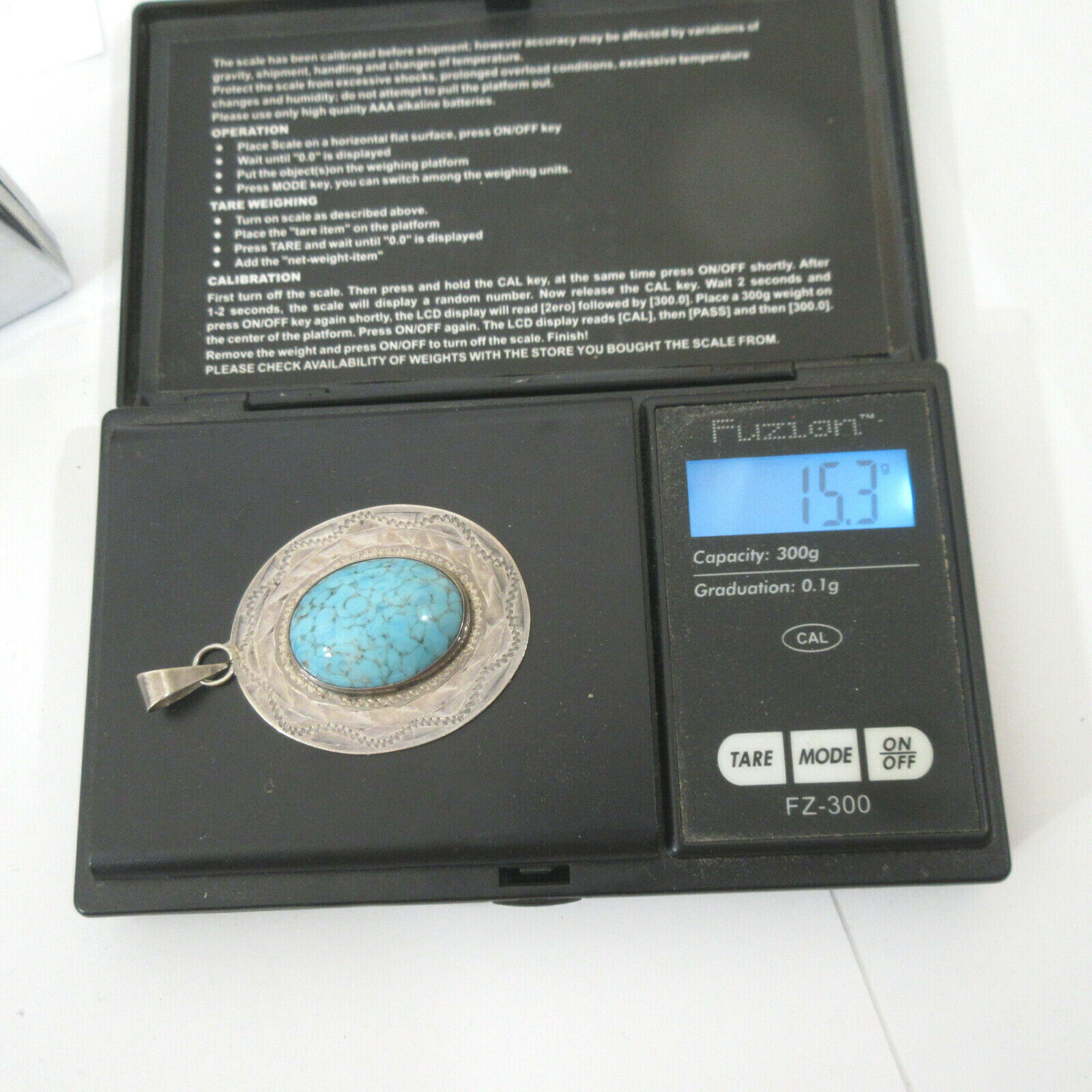 Vtg Large Spider Web Turquoise Pendant Native American Mexico Sterling ...