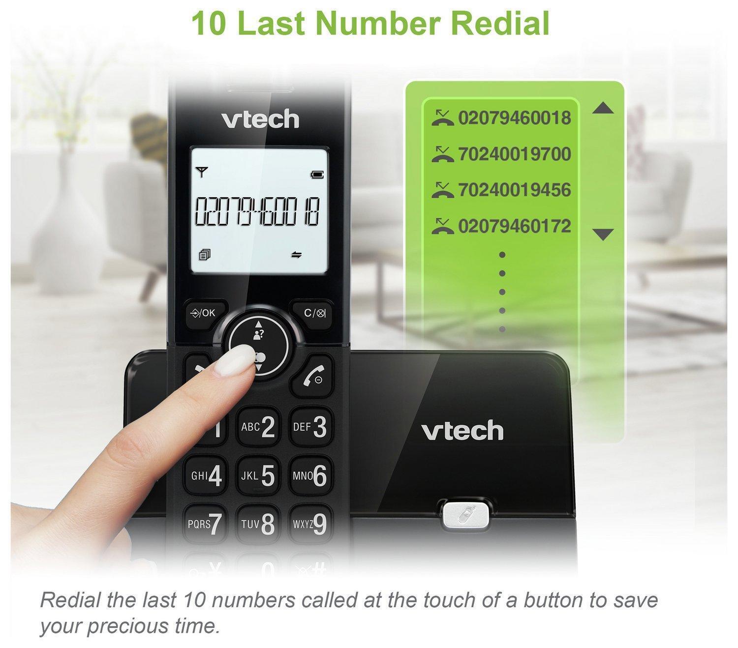 VTech CS2001 Twin Digital Cordless Home Telephone DECT Caller ID Black ...