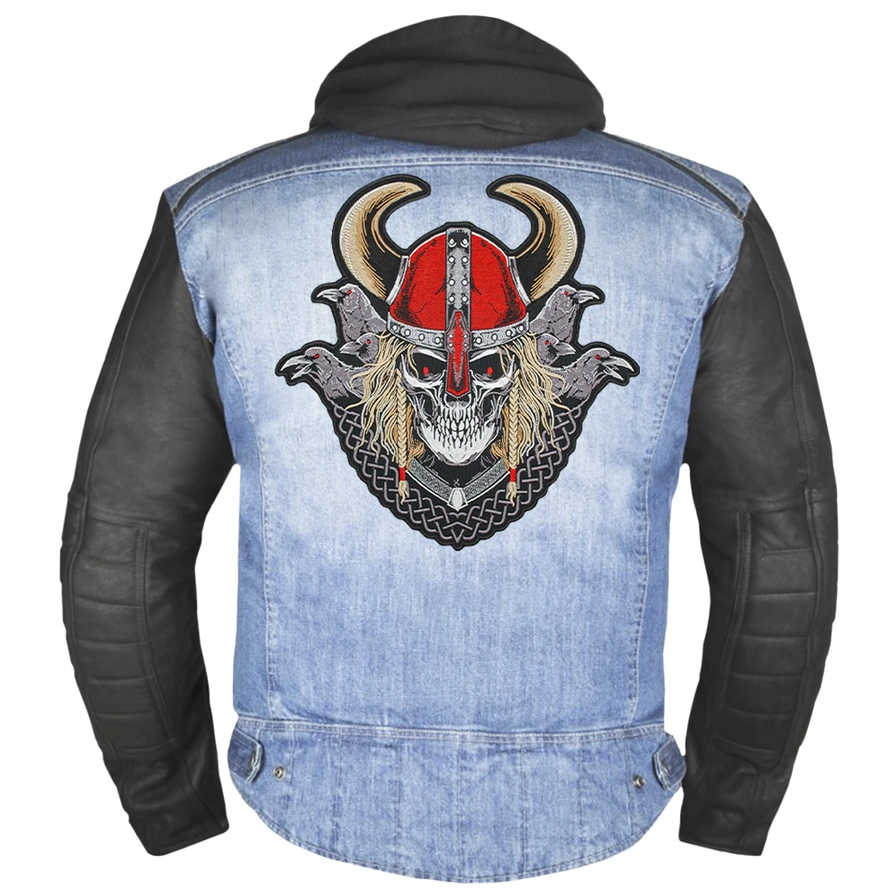 Viking Skull Sew-on Back Patch | Horned Helm Norse Mythology Scandinavia Logo | eBay