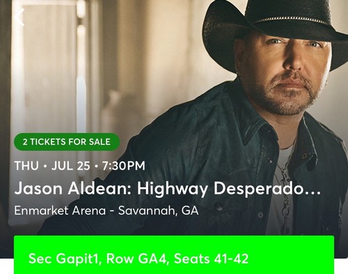 Pit Concert Tickets: Jason Aldean | eBay