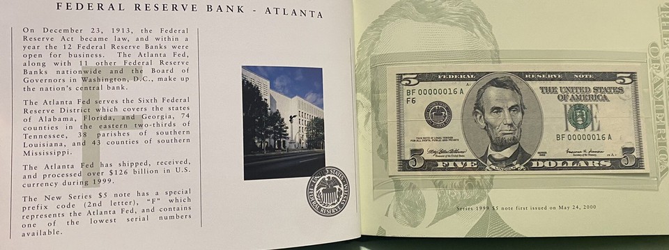 PRICE IS PER NOTE 12 Trinary dollar 1999 $1 dollar Super Low #00000016 ...