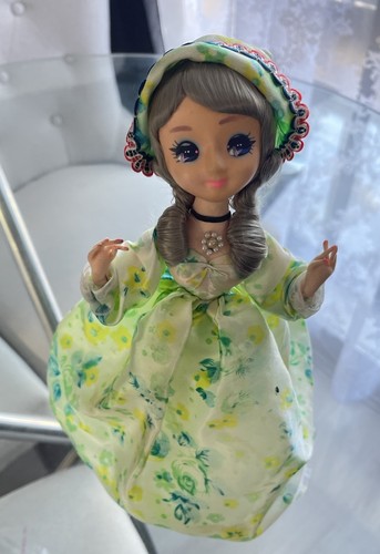 Vintage 70’s Bradley Big Blue Eyes Green Floral Dress Made In Korea ...