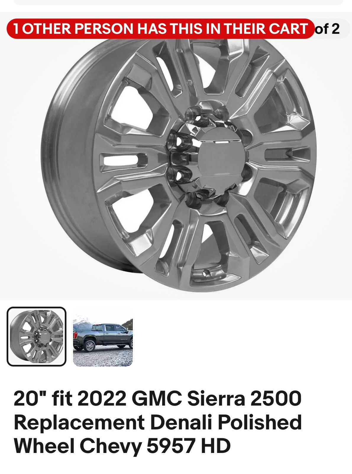 20" fit 2022 GMC Sierra 2500 Replacement Denali Polished Wheel Chevy ...